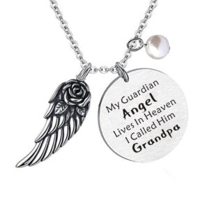 liduola grandpa memorial gifts - my guardian angel lives in heaven i called him grandpa - in memory of grandpa cremation necklace grandfather remembrance gifts