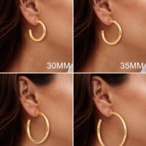 Howoo Big Chunky Gold Hoops Medium Chunky Thick Gold Hoop Earrings for Women