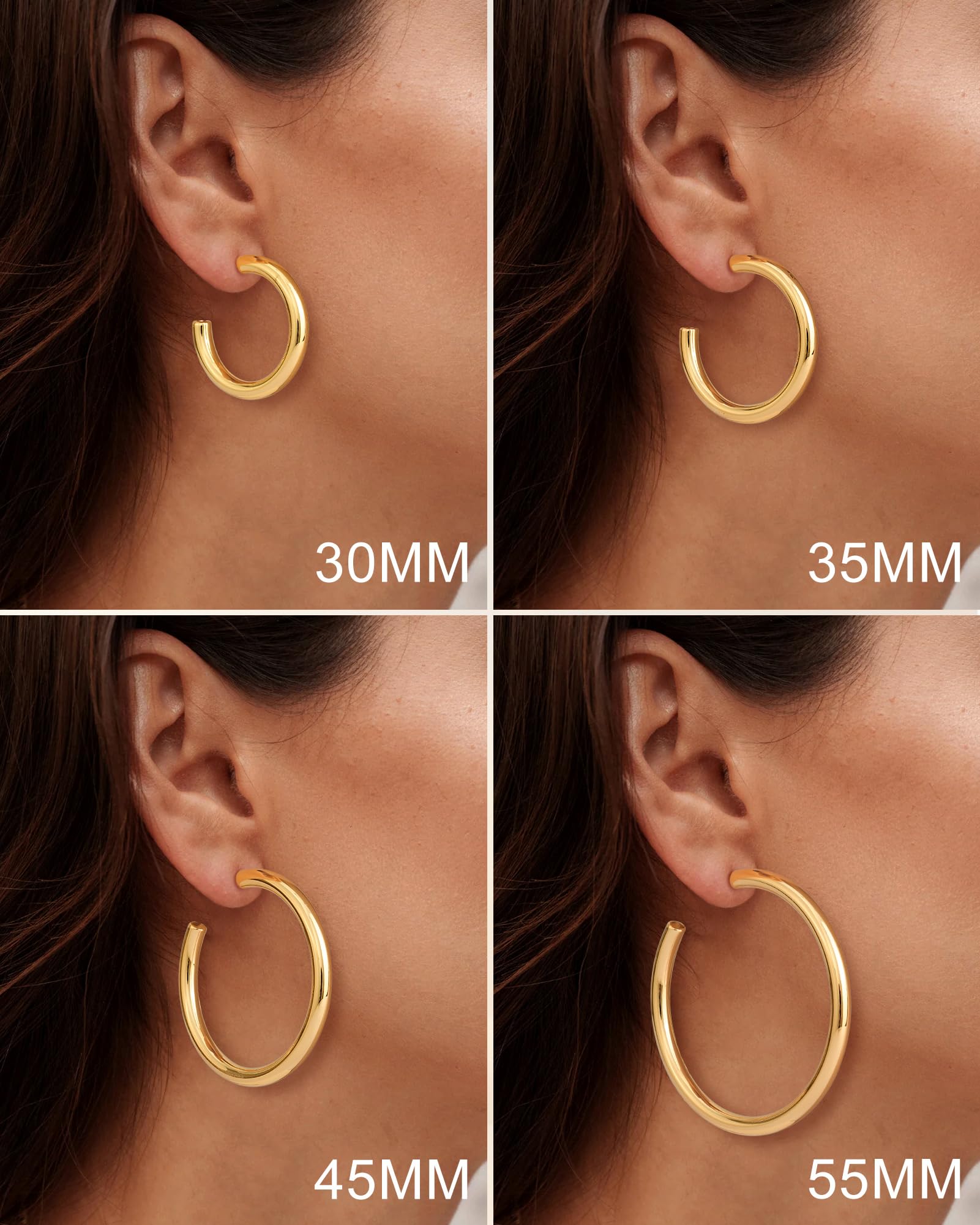 Howoo Big Chunky Gold Hoops Medium Chunky Thick Gold Hoop Earrings for Women