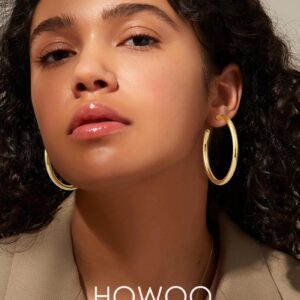 Howoo Big Chunky Gold Hoops Medium Chunky Thick Gold Hoop Earrings for Women