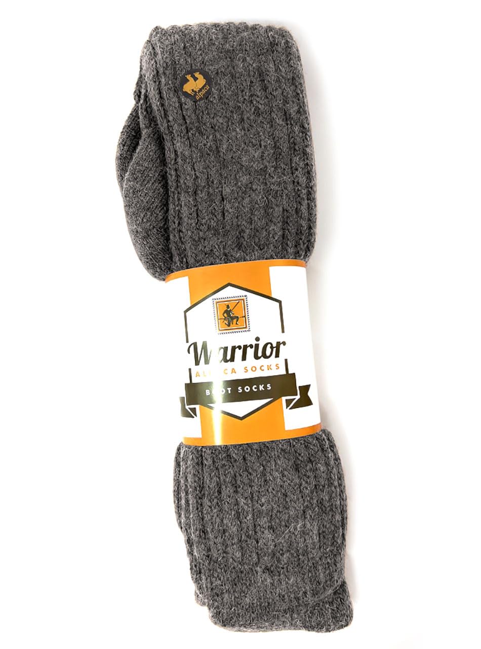 WARRIOR ALPACA SOCKS - Second to None Thick Alpaca Terry Lined Boot Socks - Unisex (1 Pair X-Large, Medium Gray)