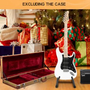 GLARRY Full Size Electric Guitar for Music Lover Beginner with 20W Amp and Accessories Pack Guitar Bag (White)