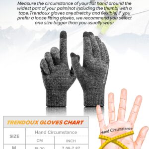 TRENDOUX Winter Gloves Women Men, Touchscreen Glove, Texting Smartphone Riding - Anti-Slip - Thermal Liners - Knitted Soft Material - Hands Warm Glove for Driving - Black Gray - L