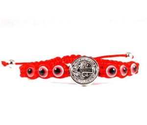 red string san benito multi-evil eye adjustable protection prosperity good luck bracelet pulsera de san benito con ojitos proteccion prosperidad y buena suerte