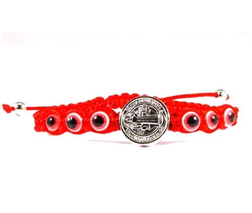 Red String San Benito Multi-Evil Eye Adjustable Protection Prosperity Good Luck Bracelet Pulsera De San Benito Con Ojitos Proteccion Prosperidad Y Buena Suerte