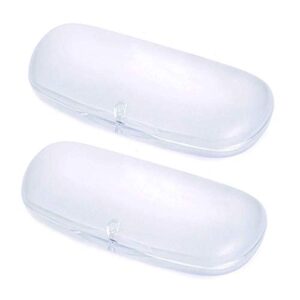 chris.w transparent hard eyeglasses case plastic glasses protective case for women men, magnetic closure spectacles case, pack of 2(white)