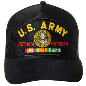 United States Army Vietnam Veteran Emblem Patch Black Baseball Cap