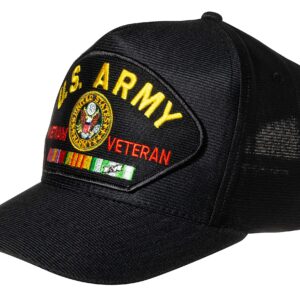 United States Army Vietnam Veteran Emblem Patch Black Baseball Cap