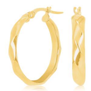 italian 14k yellow gold basket weave oval hoop earrings 4mm 1" x 0.75" 1.8 grams