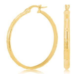 italian 14k yellow gold bamboo 2.8mm 1" diameter round hoop earrings 1.7 grams