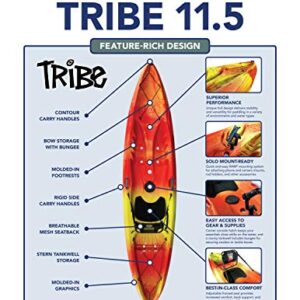 Perception Tribe 11.5 | Sit on Top Kayak for All-Around Fun | Large Rear Storage with Tie Downs | 11' 5" | Déjà vu