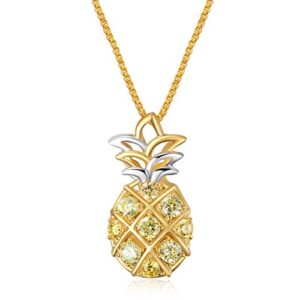 aoboco 925 sterling silver pineapple necklace gold plated pendant jewelry gift for women