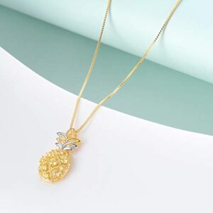 AOBOCO 925 Sterling Silver Pineapple Necklace Gold Plated Pendant Jewelry Gift for Women