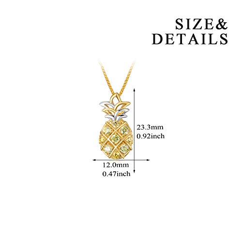 AOBOCO 925 Sterling Silver Pineapple Necklace Gold Plated Pendant Jewelry Gift for Women