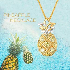 AOBOCO 925 Sterling Silver Pineapple Necklace Gold Plated Pendant Jewelry Gift for Women