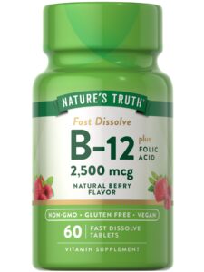 nature's truth b12 vitamin | 60 sublingual tablets | 2500 mcg | vegetarian, non-gmo & gluten free