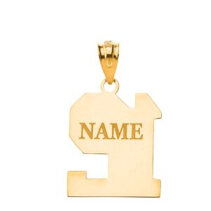 Certified 14k Yellow Gold Personalized Sports Charm Jersey Two Digits Number and Name Charm Pendant