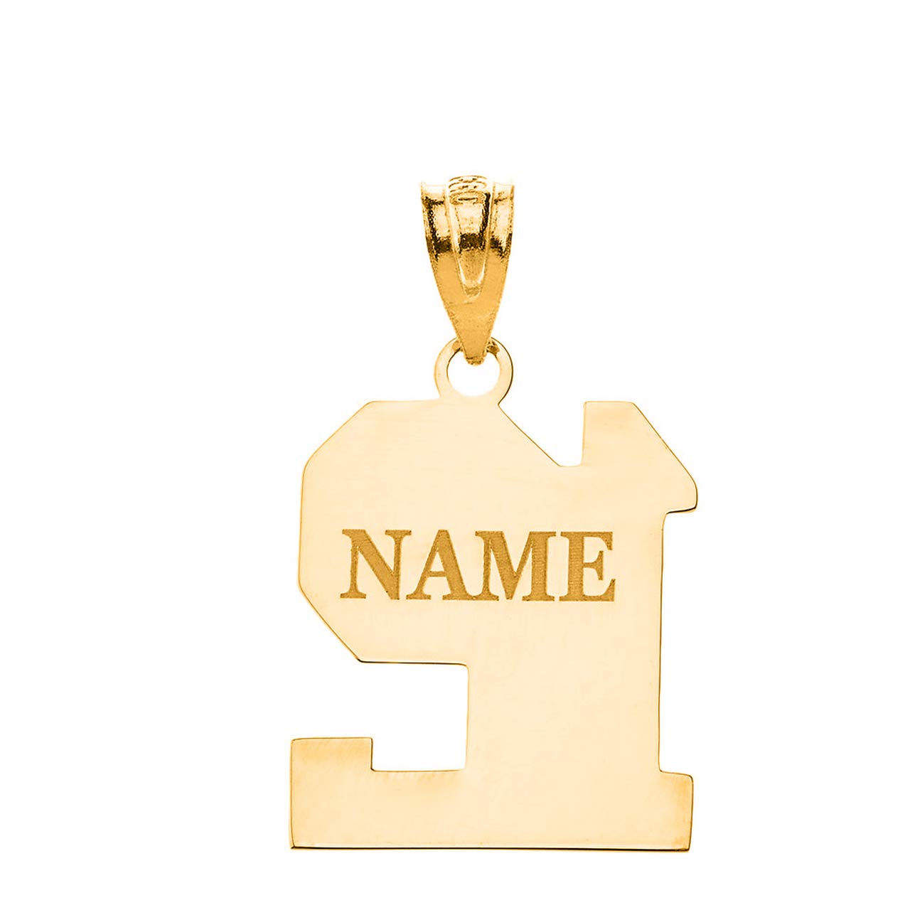 Certified 14k Yellow Gold Personalized Sports Charm Jersey Two Digits Number and Name Charm Pendant