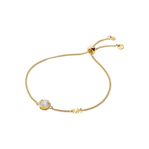 michael kors precious metal-plated sterling silver cz charm slider bracelet gold one size