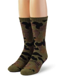 warrior alpaca socks | heavy-duty hunting alpaca wool socks | terry lined | unisex (medium, woodland camo)