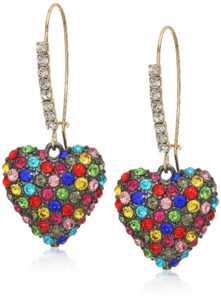 betsey johnson stone heart dangle earrings