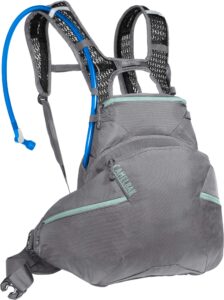 camelbak women’s solstice lr 10 bike hydration pack - 100oz lumbar reservoir, gunmetal/blue haze