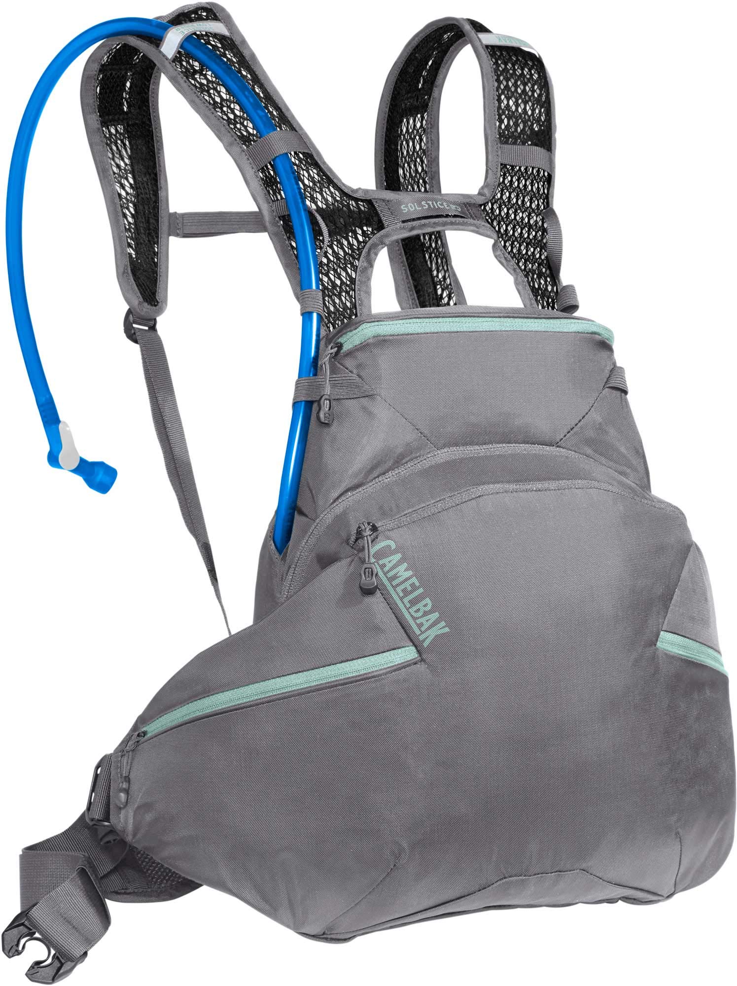 CamelBak Women’s Solstice LR 10 Bike Hydration Pack - 100oz Lumbar Reservoir, Gunmetal/Blue Haze