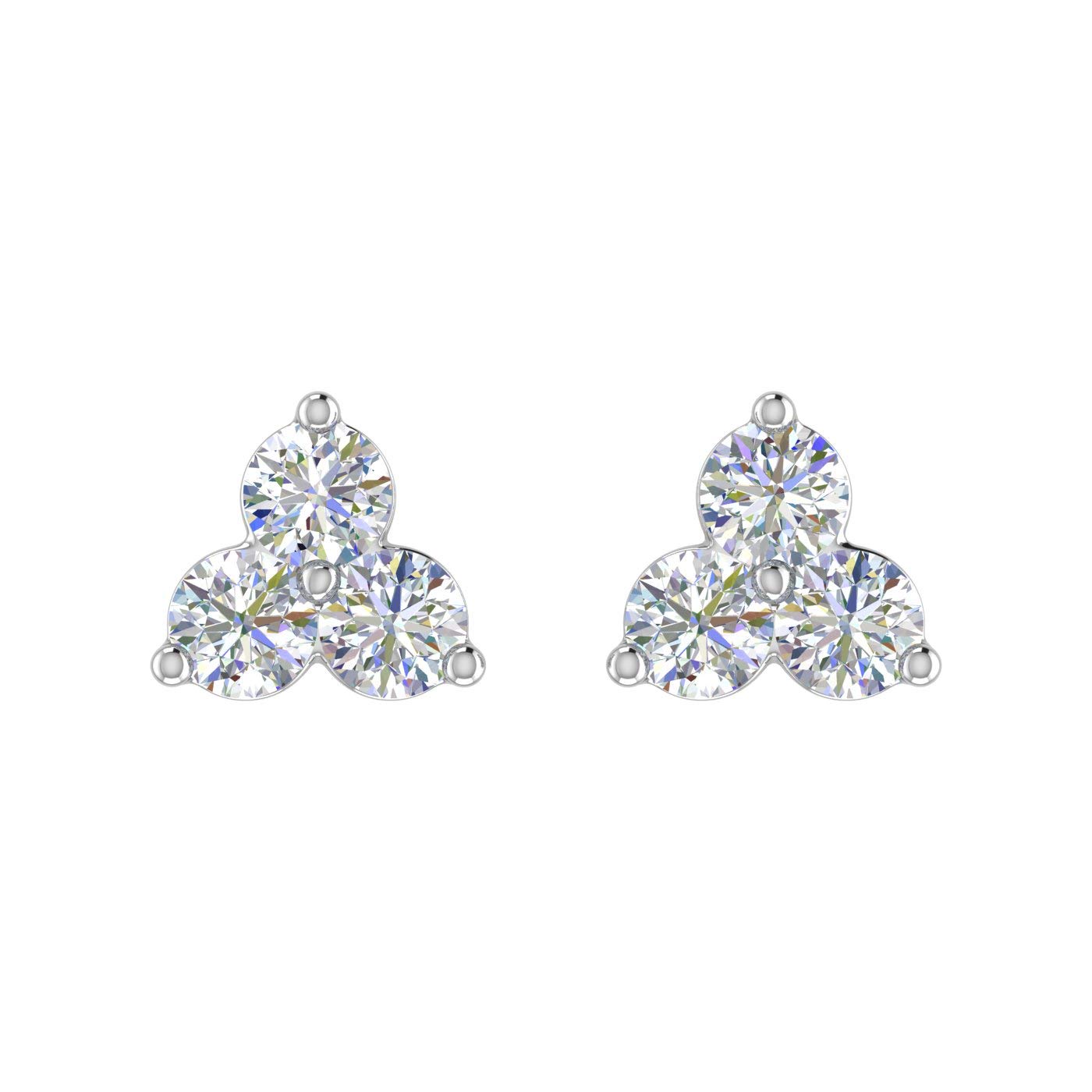 3-Stone Diamond Stud Earrings in 14K White Gold (0.31 Carat)