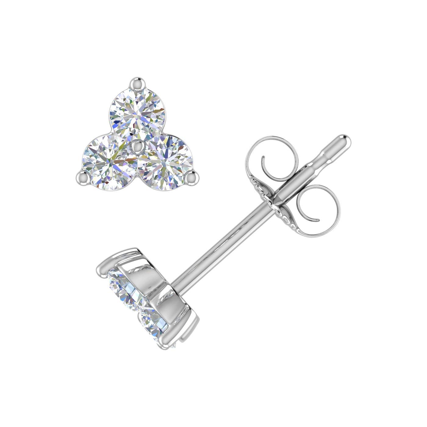 3-Stone Diamond Stud Earrings in 14K White Gold (0.31 Carat)