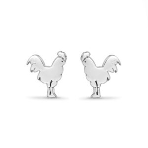 boma jewelry sterling silver chicken rooster farm animal stud earrings