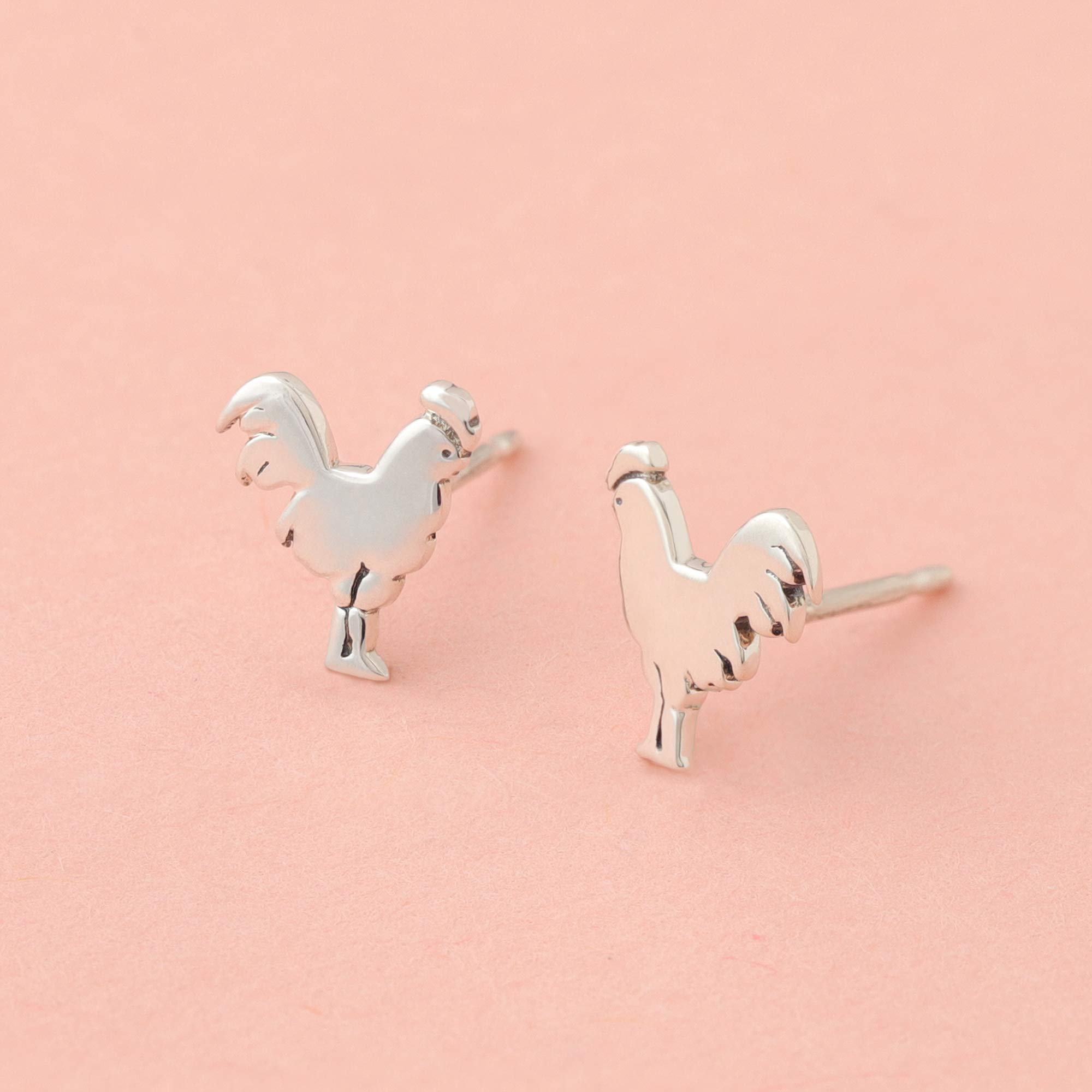 Boma Jewelry Sterling Silver Chicken Rooster Farm Animal Stud Earrings