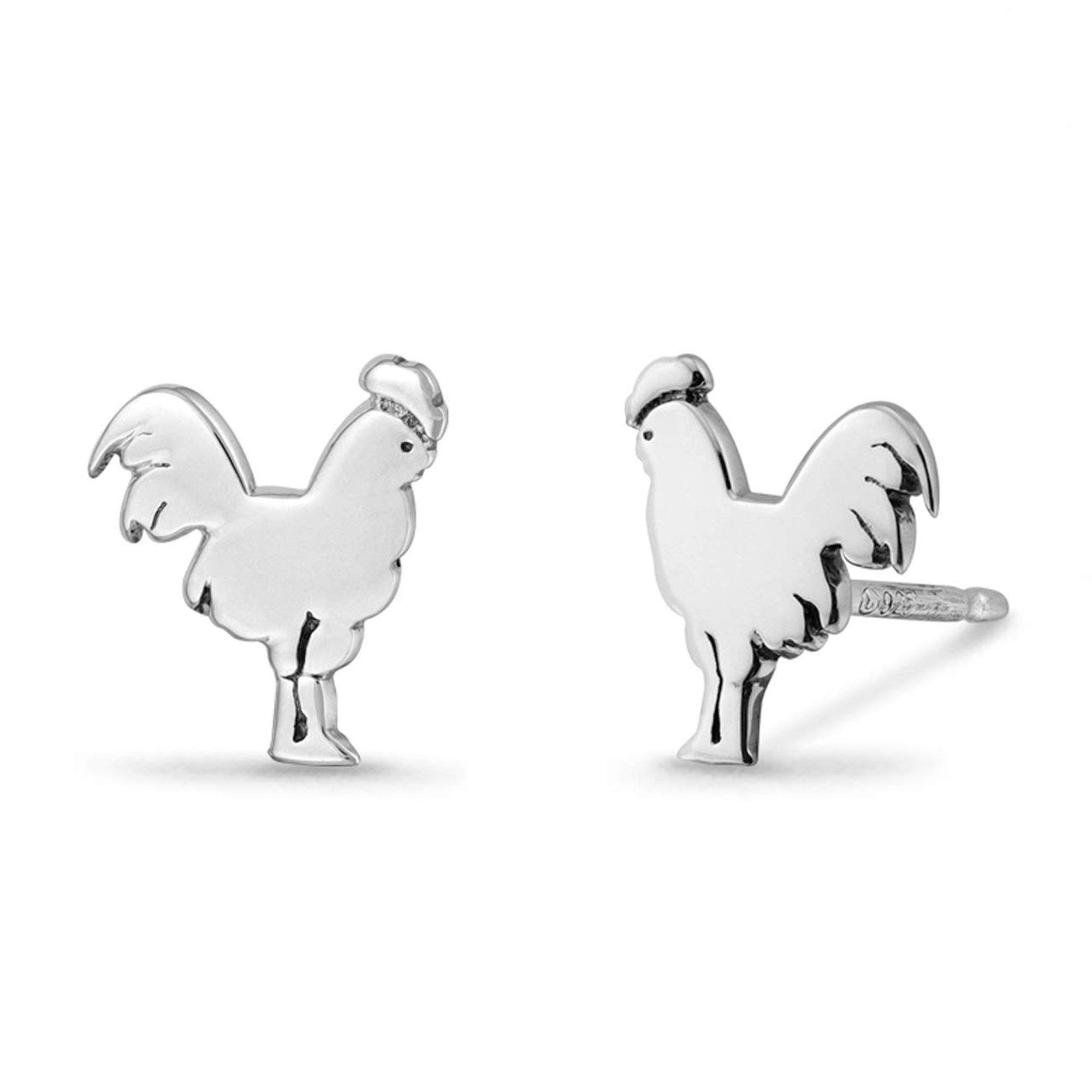 Boma Jewelry Sterling Silver Chicken Rooster Farm Animal Stud Earrings