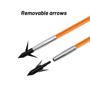 HANDBAIGE Archery 6pcs 32 Inches Fiberglass Shaft Fishing Arrows 8mm Bowfishing Arrow with Broadheads for Compound and Recurve Bow Fishing Hunting