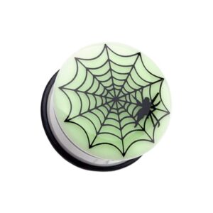 covet jewelry glow in the dark spider web single flared ear gauge plug (0 ga (8mm))