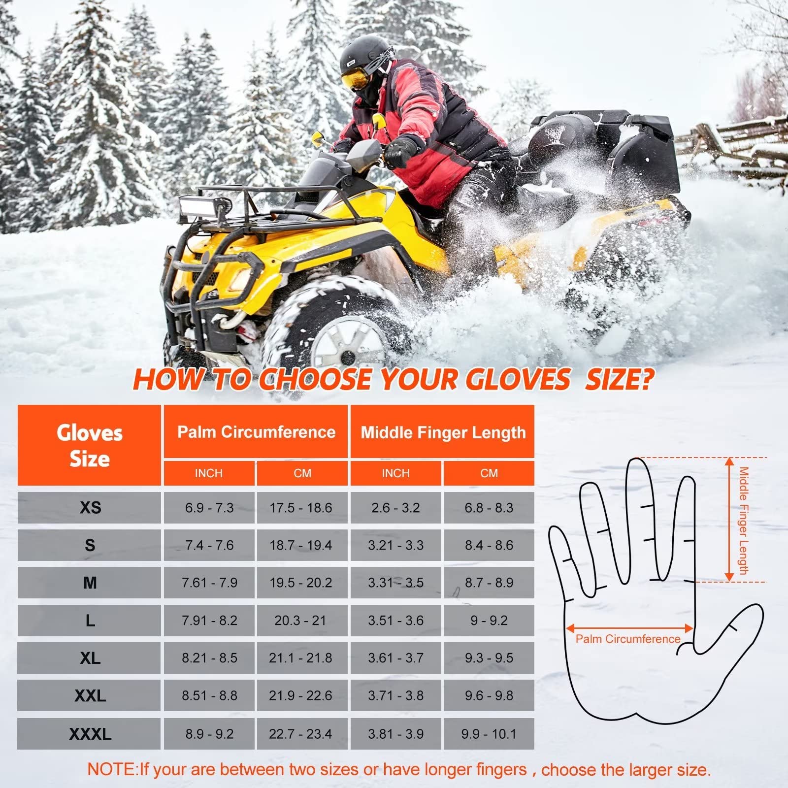 Heated Gloves for Men Women Heated Motorcycle Glove Electric Waterproof Heating Gloves Touchscreen Warming Rechargeable Battery Hand Warmers w/ 12V Motorcycle Cable for Outdoor Work Motorcycling Bike