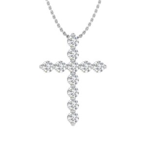 finerock diamond cross pendant necklace in 10k white gold (0.17 cttw) (silver chain included)