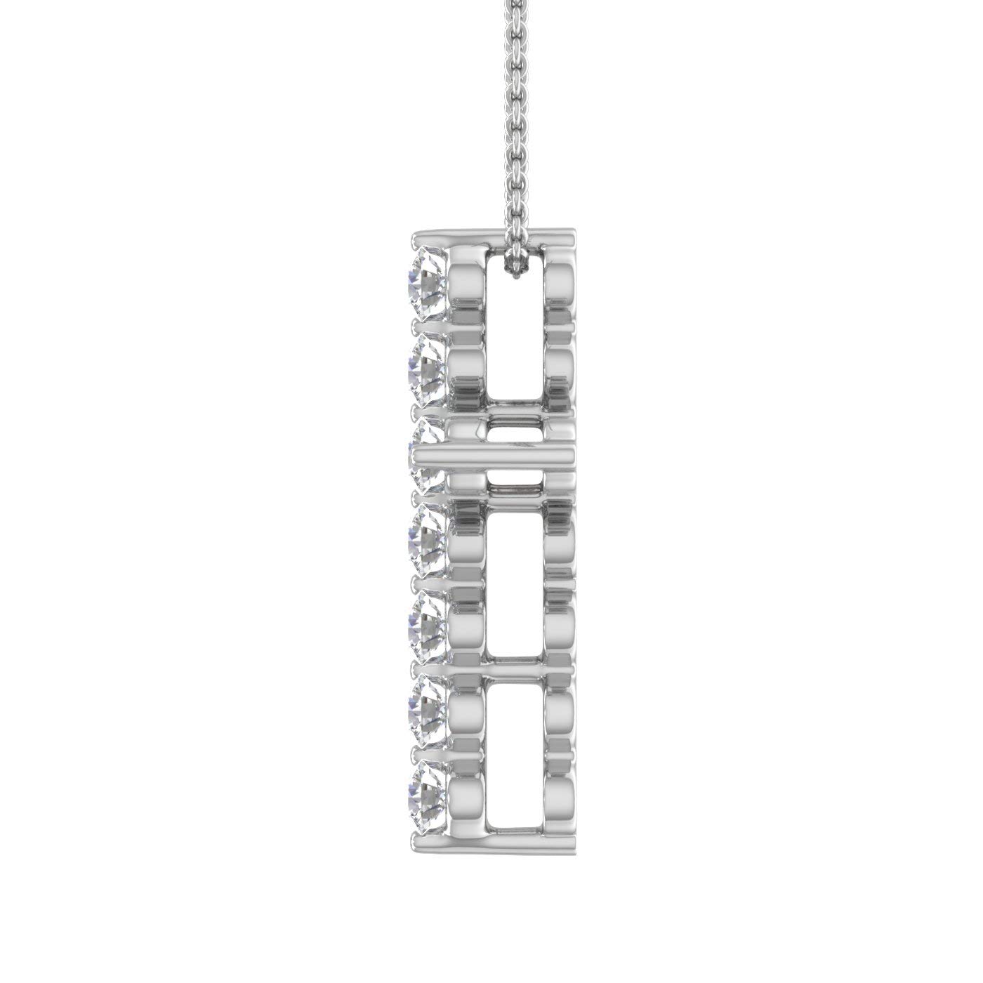 FINEROCK Diamond Cross Pendant Necklace in 10K White Gold (0.17 cttw) (Silver Chain Included)