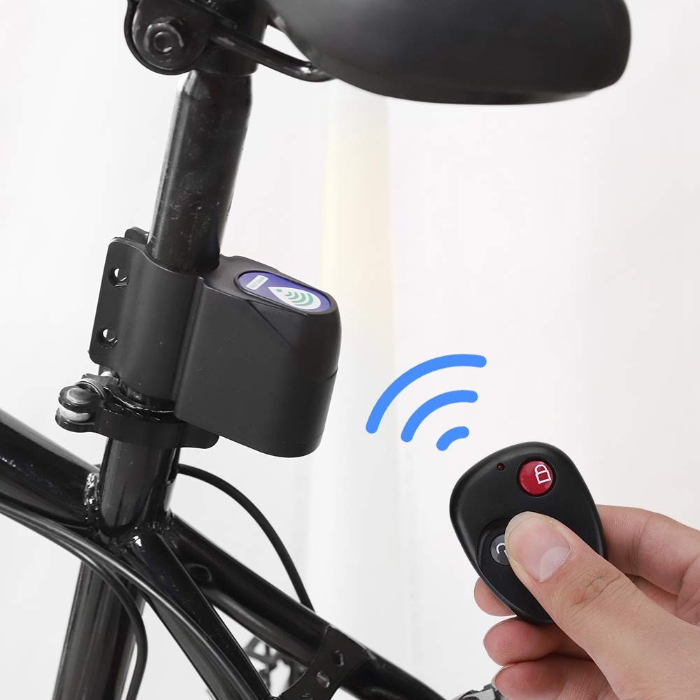 Wireless Anti Theft Bike Lock, Universal Portable Alarm Cycling Security Lock with Remote Control, Used in Outdoor