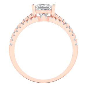 Clara Pucci 2.01ct Princess Cut Solitaire Moissanite Engagement Promise Anniversary Bridal Ring Band set 14k Rose Gold 9.5