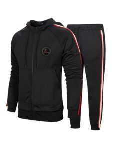 pasok men's casual tracksuit set long sleeve full-zip running jogging athletic sweat suits (l, style 2 black)