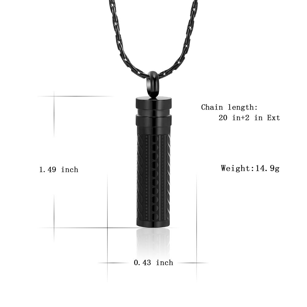 constantlife Cremation Jewelry for Ashes Openable Pill Case Urn Necklace Keepsake Perfume Memorial Pendant Locket Charm Accessories (Black)