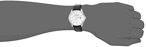 Bulova Men's Classic 6 Hand Power Reserve Leather Strap Watch, White dial with Black Strap