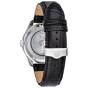 Bulova Men's Classic 6 Hand Power Reserve Leather Strap Watch, White dial with Black Strap