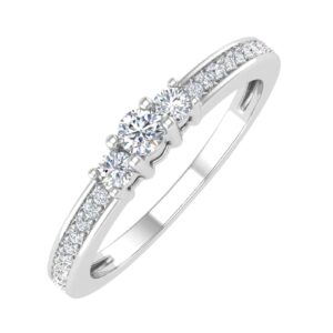 finerock 10k white gold 3-stone diamond engagement ring (0.22 carat) (ring size 4.5)