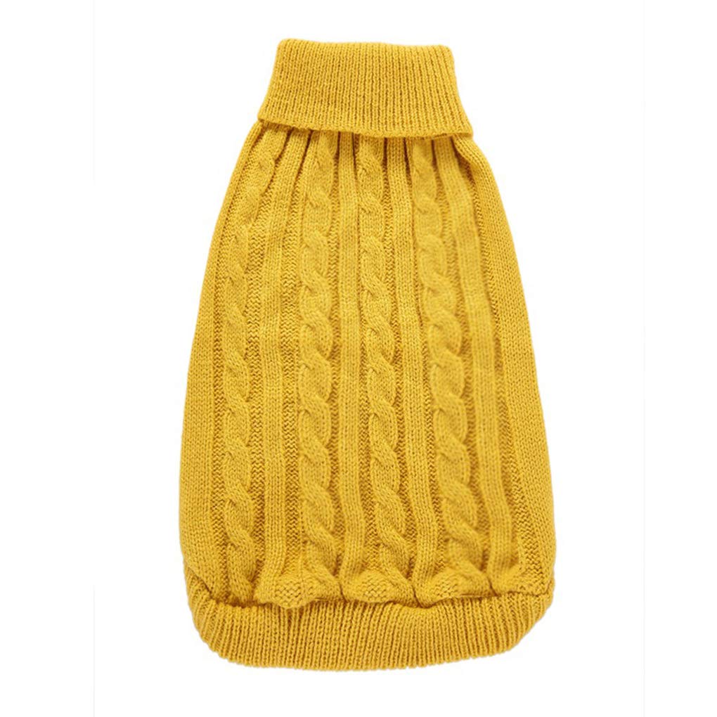 Small Dog Sweater, Warm Pet Sweater, Cute Knitted Classic Dog Sweaters for Small Dogs Girls Boys, Dog Sweatshirt Cat Sweater Clothes Coat Apparel for Small Dog Puppy Kitten Cat (Large, Yellow)