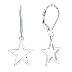 jo wisdom women star earrings,925 sterling silver leverback dangle & drop earrings