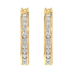 1 Carat Channel Set Diamond Hoop Earrings in 10k Yellow Gold