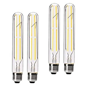 vctc lighting dimmable 6w tubular led bulbs, 3000k warm white,edison style filament light bulb, t10 vintage bulb 60 watt equivalent, e26 medium base 550lm,clear glass cover, 7.3in(185mm),4-pack