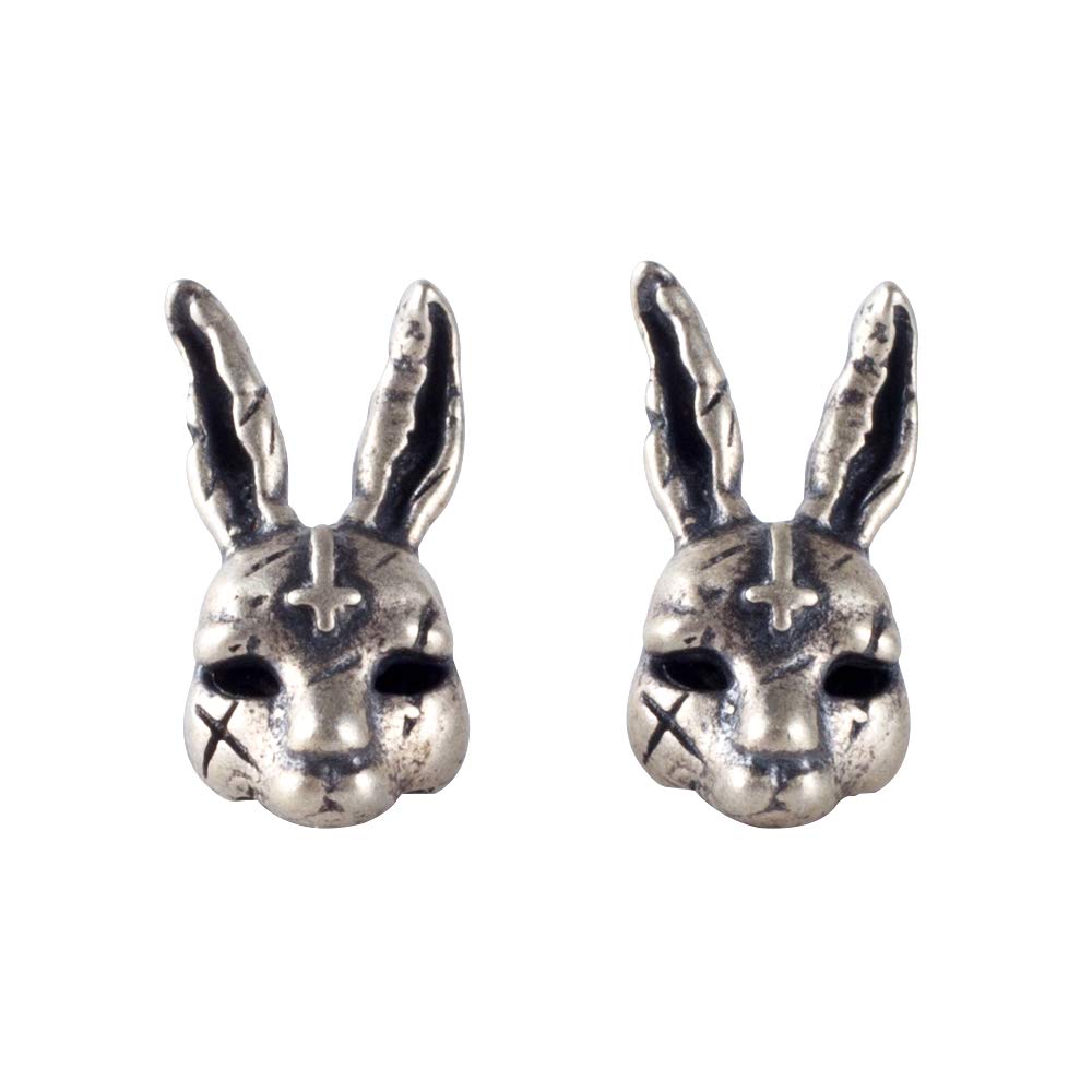 Carol&Allen 925 Sterling Silver Stud Earrings Punk Retro Novelty (Rabbit)