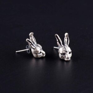 Carol&Allen 925 Sterling Silver Stud Earrings Punk Retro Novelty (Rabbit)